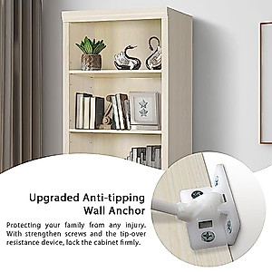 LTMEUTY Wooden Bookcase - Freestanding 5 Shelves Bookshelf, Tall Storage Book Shelf for Living Room, Office, Library, White Wood Grain