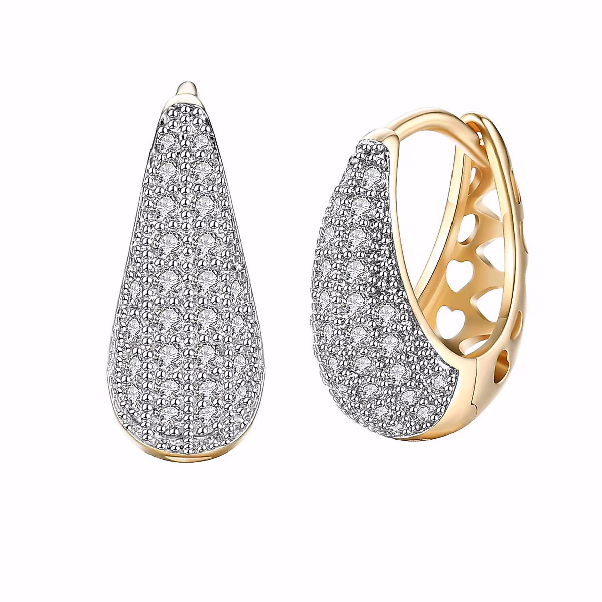 KIH Gold Plated Clip on Hoop Earrings For Women Fashion Clip Zircon Crystals Non Piercing Small Earrings Set Birthday Gift For Her