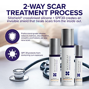 Biocorneum Advanced Scar Treatment with Silishield® & SPF 30 10g – Made in the USA, Fast-Drying, Silicone Scar Gel - Surgeon Recommended for New & Old Scars - Suitable for Children Over 6 Months