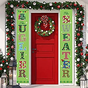 2 Pieces Ugly Sweater Sign Banner Decoration Set for Christmas Wild and Ugly Sweater Party Supplies Holiday Christmas Party Decorations Porch Sign