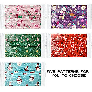 50 Pack Adults Christmas Disposable Face Mask, Individually Wrapped 3-Ply Breathable Non-woven Breathable Masks For Men and Women