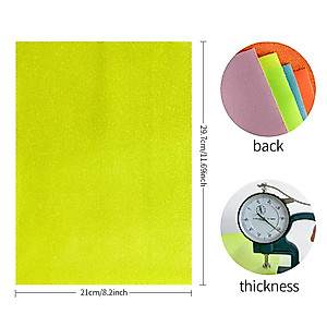 ONEART | 8 Pieces Bright Color Sparkle Glitter Faux Leather Sheets, 8"×12" Smooth Solid Synthetic Vinyl Fabric for Hair Clips Bows Earrings DIY Crafts