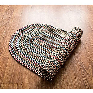 Super Area Rugs Roxbury American Made Braided Rug for Indoor Outdoor Spaces, Spruce Green/Natural Multi, 2' X 4' Oval Runner