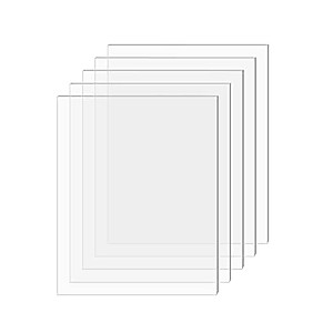 SimbaLux Acrylic Sheet Clear Cast Plexiglass 8” x 10” 0.08” Thick (2mm) Pack of 5 Transparent Plastic Plexi Glass Board with Protective Paper for Photo Frame Replacement, DIY Display Projects, Craft
