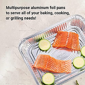 Nicole Home Collection Aluminum Pans With Lids Half Size 9x13 Extra Heavy Duty, Disposable Foil Pans For Baking (50 Sets)