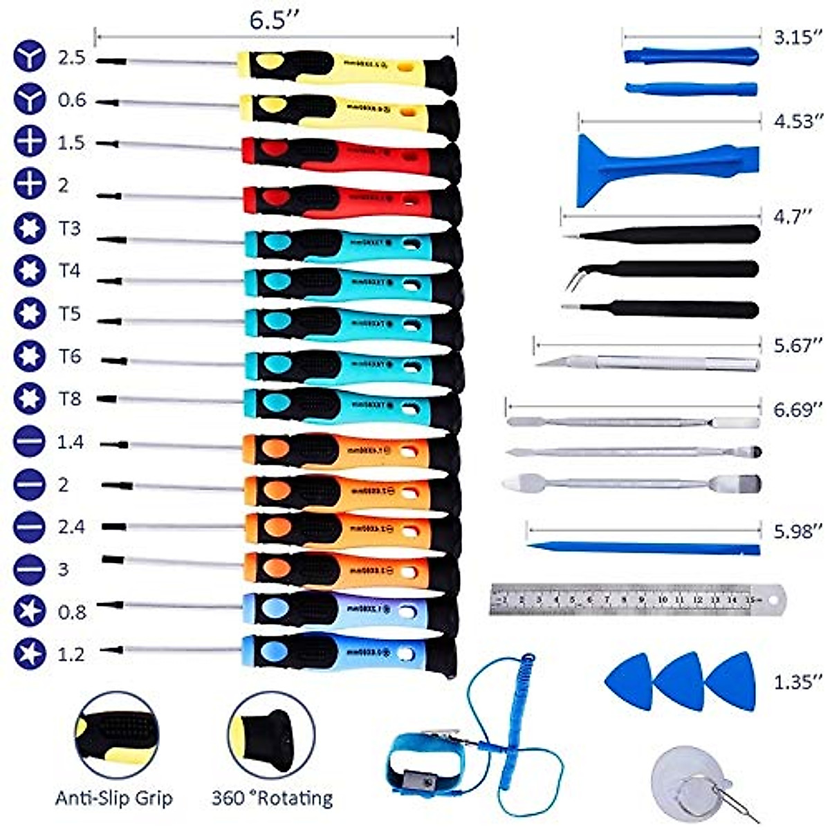 TKFDC Screwdriver Set 33-in-1 Magnetic Hex Torx Screwdriver Bit Set Insulated Screw Driver Bits Precision Repair Phone Tool Kit