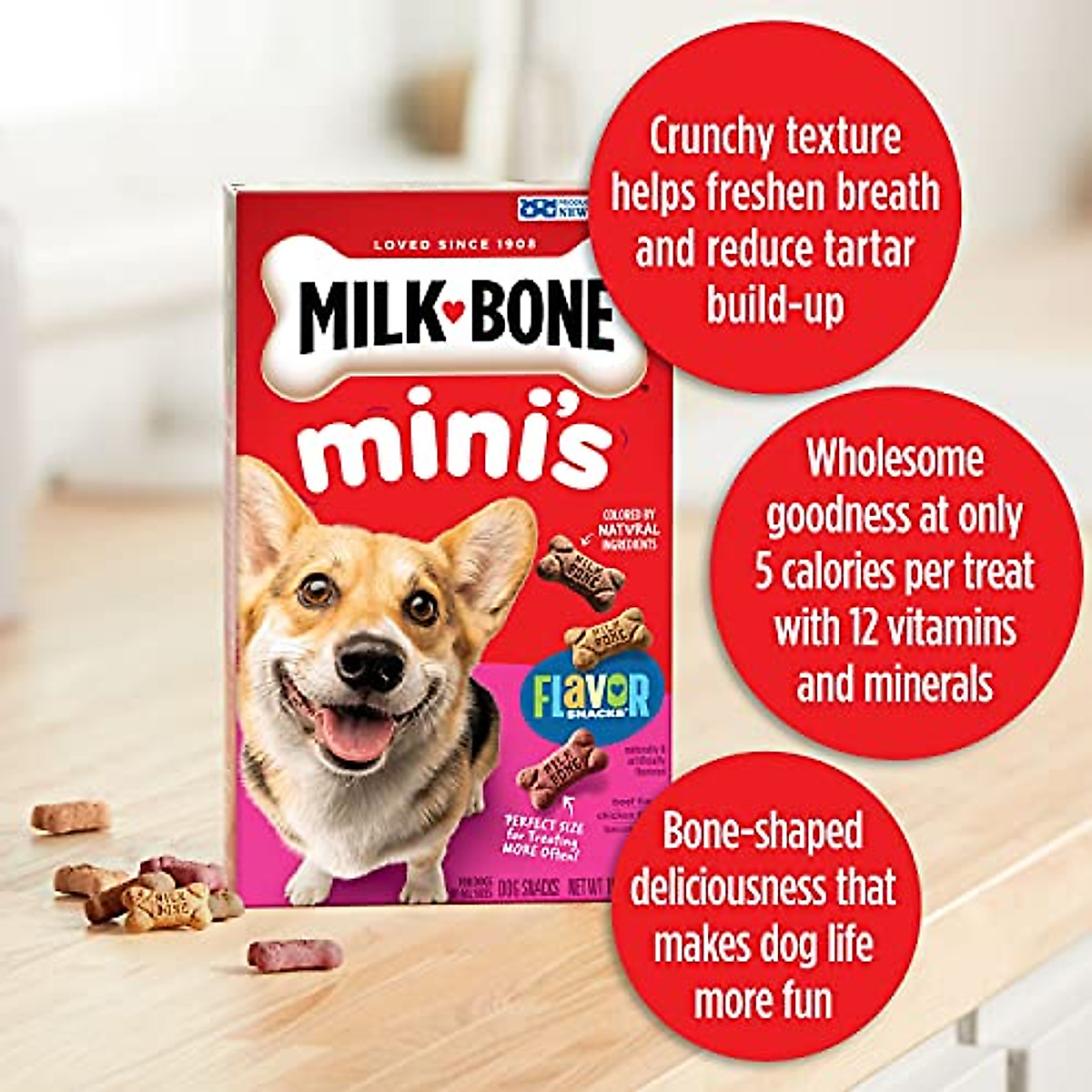 Milk-Bone Flavor Snacks Dog Biscuits, Mini Crunchy Dog Treats, 36 Ounce