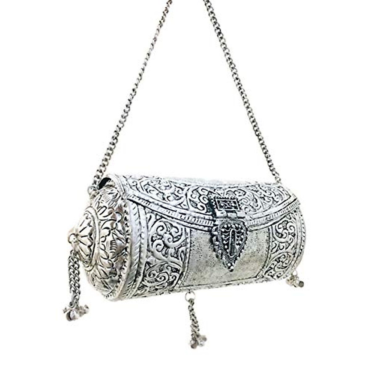 Women Silver Handmade Ethnic gift Brass Metal bag antique bridal clutch