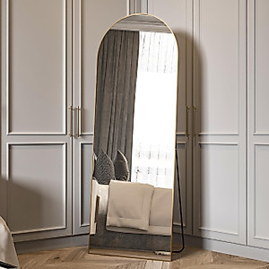 CONGUILIAO 64"x21" Full Length Mirror, Arched Floor Mirror, Full Body Mirror, Aluminum Frame Wall Mounted Mirror Dressing Mirror for Bedroom, Gold