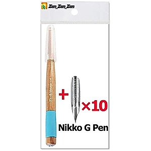 Tachikawa Pen Nib Holder(T-40) + Nikko G Pen Nib Pack of 10(NG-10),and Anti Rust Paper included