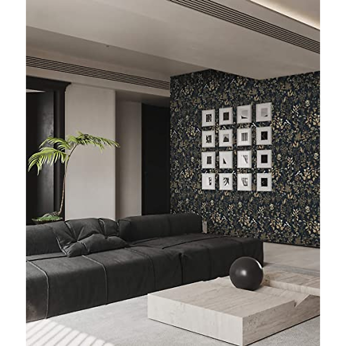 Dimoon 78.7"x16.1" Delicate Floral Peel and Stick Wallpaper Black Golden Thicken Waterproof Leaf Vintage Flower Contact Paper Self Adhesive Wallpaper Removable Wall Paper Shelf Liner Decal Vinyl Roll