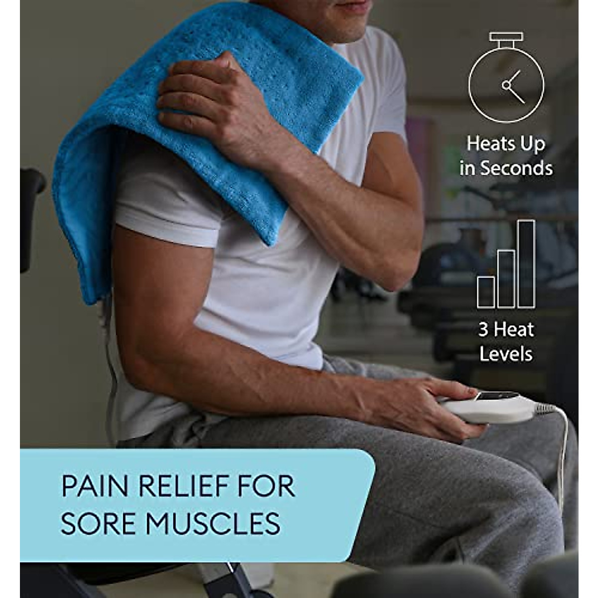 GENIANI XL Heating Pad for Back Pain & Menstrual Pain Relief, FSA HSA Eligible, Auto Shut Off, Machine Washable, Moist Heat Pad for Neck and Shoulder, Heat Patch for Cramps Relief, Aqua Blue 12'‘×24’’