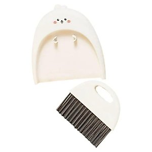 White Mini Dustpan and Brush Cleaner Set, Handheld Broom Dustpan Brush Cute Animal Style Dustpan Broom Portable Cleaning Brush for Table Desk Window Gaps Keyboard Kitchen Pets Nest