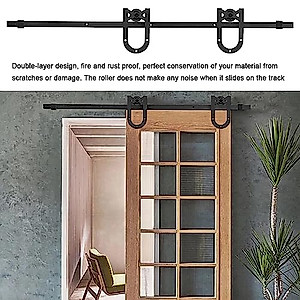American Barn Door Pulley Hardware Horseshoe Single Side 1.83m Single Door - Heavy Duty Sliding Door Track Kit for Interior/Exterior Doors