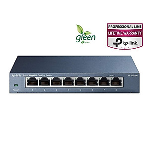TP-Link TL-SG108 | 8 Port Gigabit Unmanaged Ethernet Network Switch, Ethernet Splitter | Plug & Play | Fanless Metal Design | Shielded Ports | Traffic Optimization | Limited Lifetime Protection
