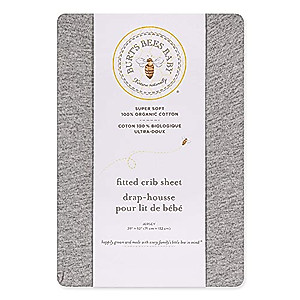 Burt's Bees Baby - Fitted Crib Sheet, Solid Color, 100% Organic Cotton Crib Sheet for Standard Crib and Toddler Mattresses (Heather Grey) , 28x52 Inch (Pack of 1)
