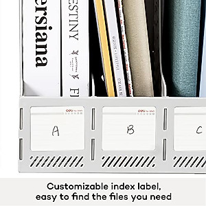 deli Magazine File Holder, Desk Organizer File Folder for Office Organization and Storage, Sturdy Plastic Binder Organizer, 3 Vertical Compartments, Gray