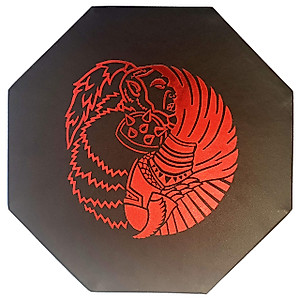 Fantasydice RED Orc Paladin Yin and Yang - Dice Tray - 8" Octagon with Lid and Dice Staging Area- Holds 5 Sets(7 Dice Set/Standard) for All Tabletop RPGs
