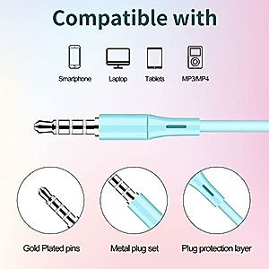 ELOVEN 3 Pack Earbuds 3.5mm Wired Headphone Stereo Sound Wired Earbuds Deep Base Noise Cancelling in-Ear Headset with Mic Volume Control Compatible for iPhone Samsung MP3/4 3 Pack Pink+Blue+White