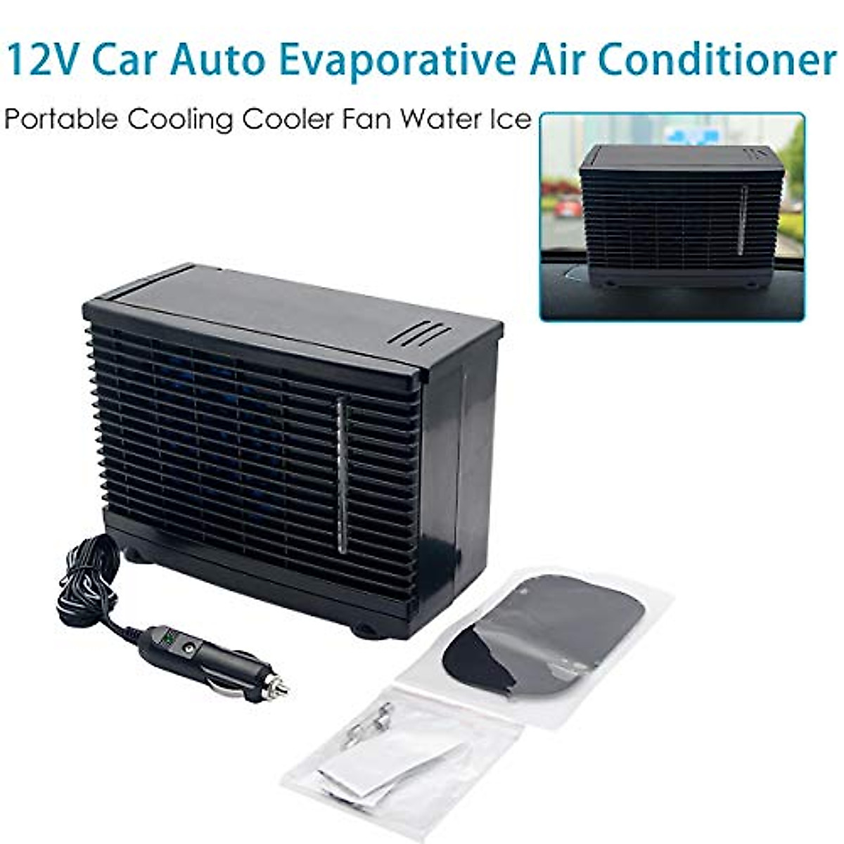 MASO 12V Mini Air Conditioner Home Car Cooler Cooling Water Evaporative Fan whith Evaporative Portable
