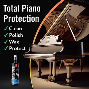 Samorillo Piano Shine Polish & Cleaner - Clean, Polish, Wax & Protect Glossy Pianos & Surfaces - Made in USA - 8 oz Cleaning Solution with Added UV Protectant & Anti-Static - Prevents Dust & Smudges