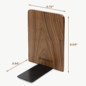 Brosisincorp Wood Book Ends for Shelves Bookends to Hold Heavy Duty Books Pack of 3 Pair Walnut Wooden Office Book Stand Non-Skid