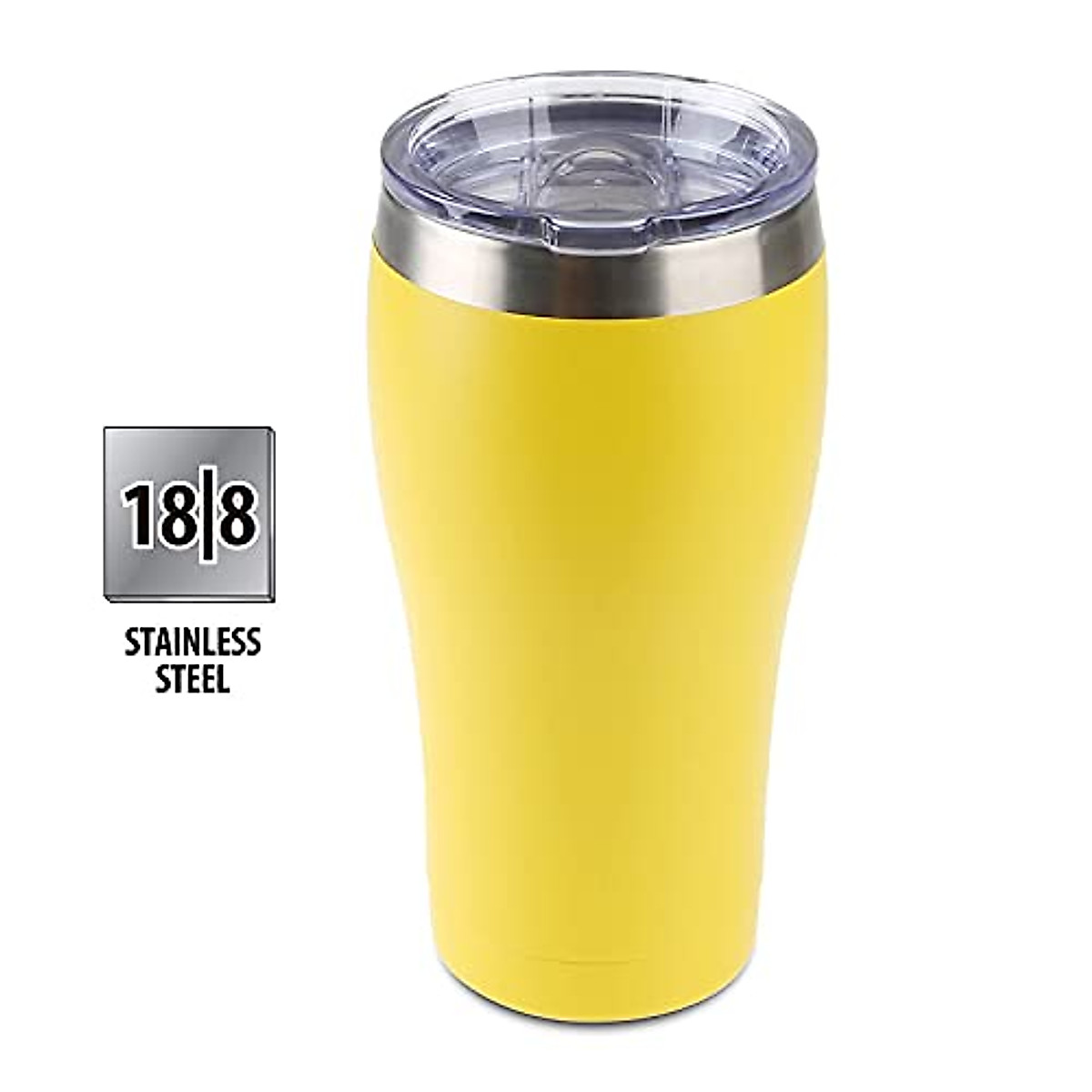 TAHOE TRAILS 20 oz Insulated Stainless Steel Tumbler with Slider Lid, Vacuum Insulated Double Wall Coffee Travel Mug Cup, Great for Cold or Hot Drinks, Yellow