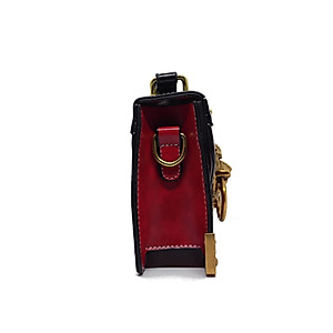 Women Vegan Faux Leather Regal Design Lion Head Handbag Crossbody Purse Bag (Red)