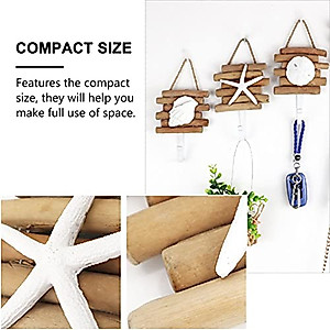 HEALLILY Nautical Wall Hook Mediterranean Coat Hook Towel Wall Hooks Wooden Hangers Nautical Beach Signs Rustic Wall Decor for Bedroom Living Room 2PCS