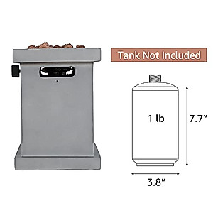 Portable Tabletop Fireplace Propane Gas Fire Pit, Concrete Outdoor Smokeless Fire Bowl, 10 inch, 10,000 BTU with CSA Certification for Camping, Patio, Outdoor Heating and Bonfire (Square-Light Gray)