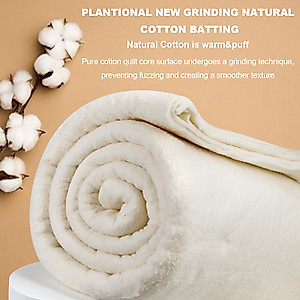 PLANTIONAL Grinding Natural Cotton Quilt Batting: 47-Inch x 59-Inch Light Weight Purely Natural All Season Quilt Batting for Quilts, Craft and Wearable Arts