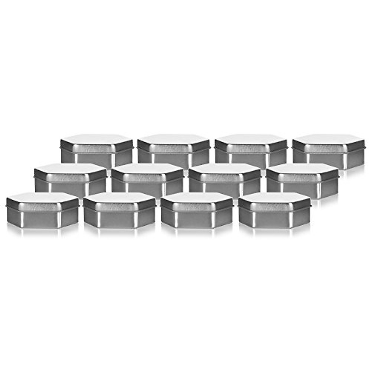 Hexagon Steel Metal Tin Container with Slip Cover Lid (12 PACK) - holds approx. 2 fl oz