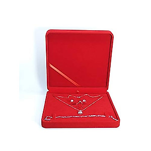 JunningGor Jewelry Set Velvet Box Necklace Earring Ring Necklace Bracelet Gift Display Case Wedding Jewelry Storage Holder (Red)