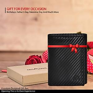 NeoMonte Handcrafted RFID Leather Wallet For Men, Sleek Trifold Front Pocket Wallet with 2 ID & 9 Cards Slots