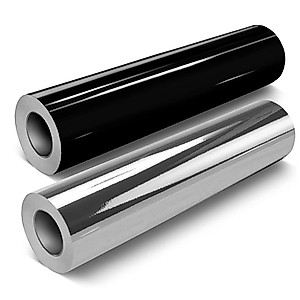 VViViD DECO65 Chrome Gloss Silver & Gloss Black Craft Vinyl 2 Rolls (7ft x 11.8") Bundle - M0
