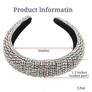 milylove Rhinestone Crystal Diamond Headbands for Women Fashionable Handmade Wide Hair Hoops Beaded Bling HairBand Hair Accessories