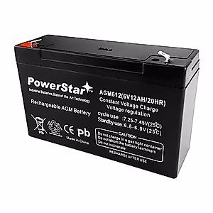 PowerStar New 2pc 6V 12Ah SLA Battery WB6120F2 for UB6120, D5778, PS6100