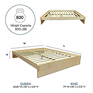 Classic Brands Liberty Wood Platform Bed Frame, Maple with Natural Finish, Queen