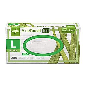 Medline Aloetouch Ice Nitrile Gloves, Large (Pack of 200)