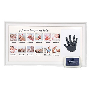 COLOR TREE First Year Newborn Baby Keepsake Picture Frame for Photo Memories 12 Month Picture Frame Handprint Memory Kit, White