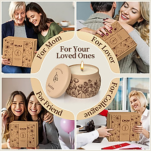 WarmEmbrace Scented Candles, 17.6oz Christmas Candles Presents for Mom Women Men, Candle Set, 120H Burning, Soy Candles for Home Scented, Lavender | Vanilla | Rose & Sandalwood | Jasmine - 4 Pack