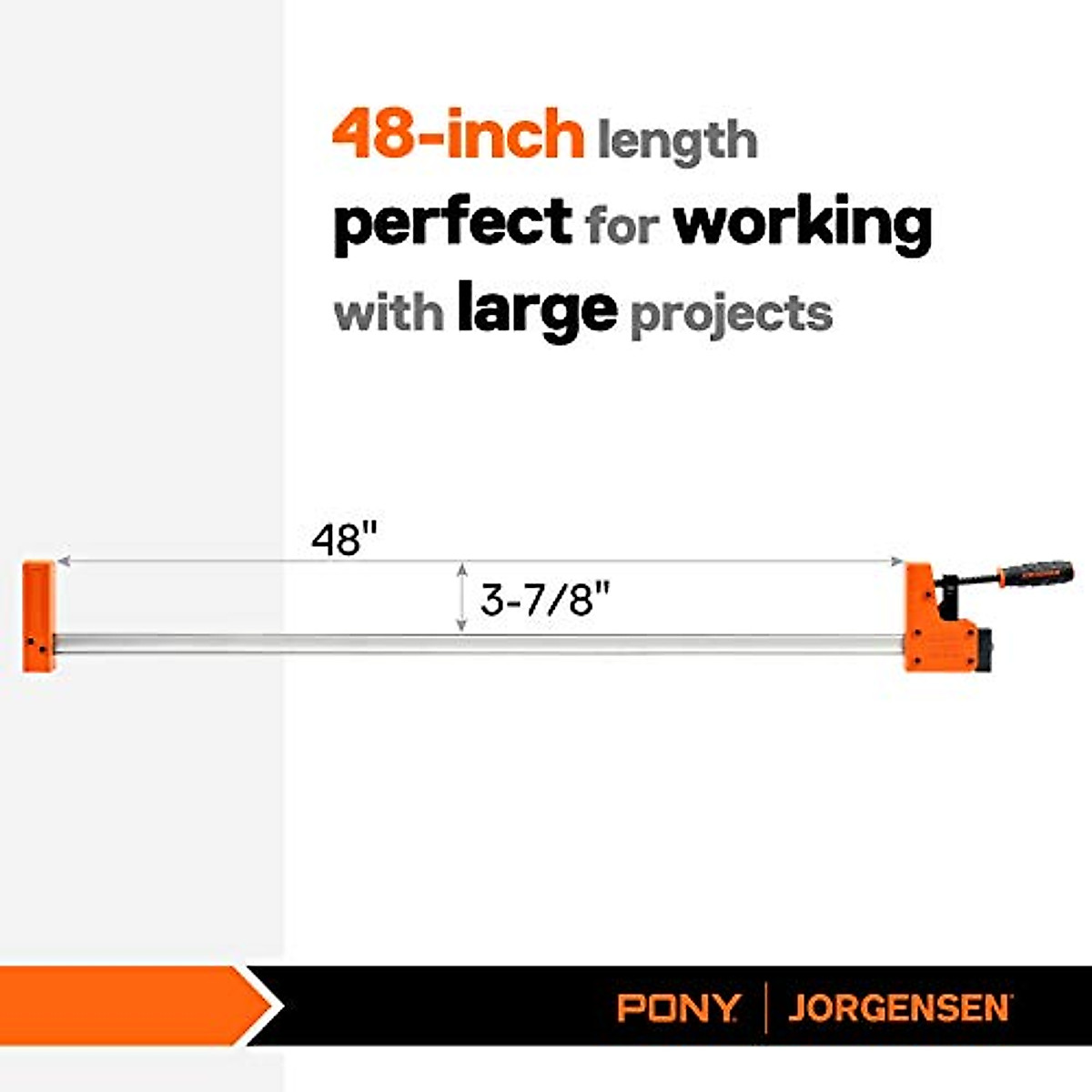 Jorgensen 48-inch Bar Clamps, 90°Cabinet Master Parallel Jaw Bar Clamp Set, 2-pack