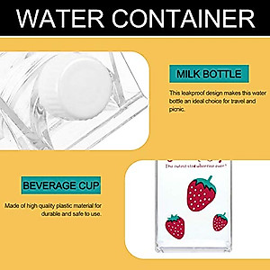 Cabilock 500ml Strawberry Printed Milk Box Milk Carton Water Bottle Plastic Milk Box Juice Bottle Empty Milk Container Water Bottle
