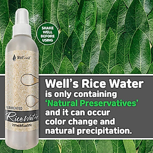 Well's Oil Fermented Rice Water Spray with Peppermint Oil (8 Fl Oz) - Leave in Conditioner for Softness and Shine | Supporting Hair Growth, Reducing Split Ends & Strengthening Hair and Scalp