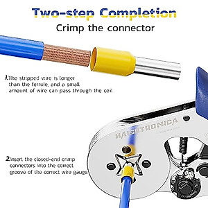 Ferrule Crimping Tool Kit,Haisstronica Self-Adjusting Square Wire Crimper Plier for AWG 23-7 with 1200PCS Red Copper Wire End Terminals,Sleeves Ferrule Ratchet Wire Crimping Tool-Wire End Ferrules