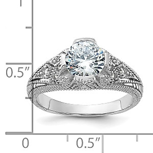 IceCarats 925 Sterling Silver Cubic Zirconia CZ Vintage Engagement Ring Size 8
