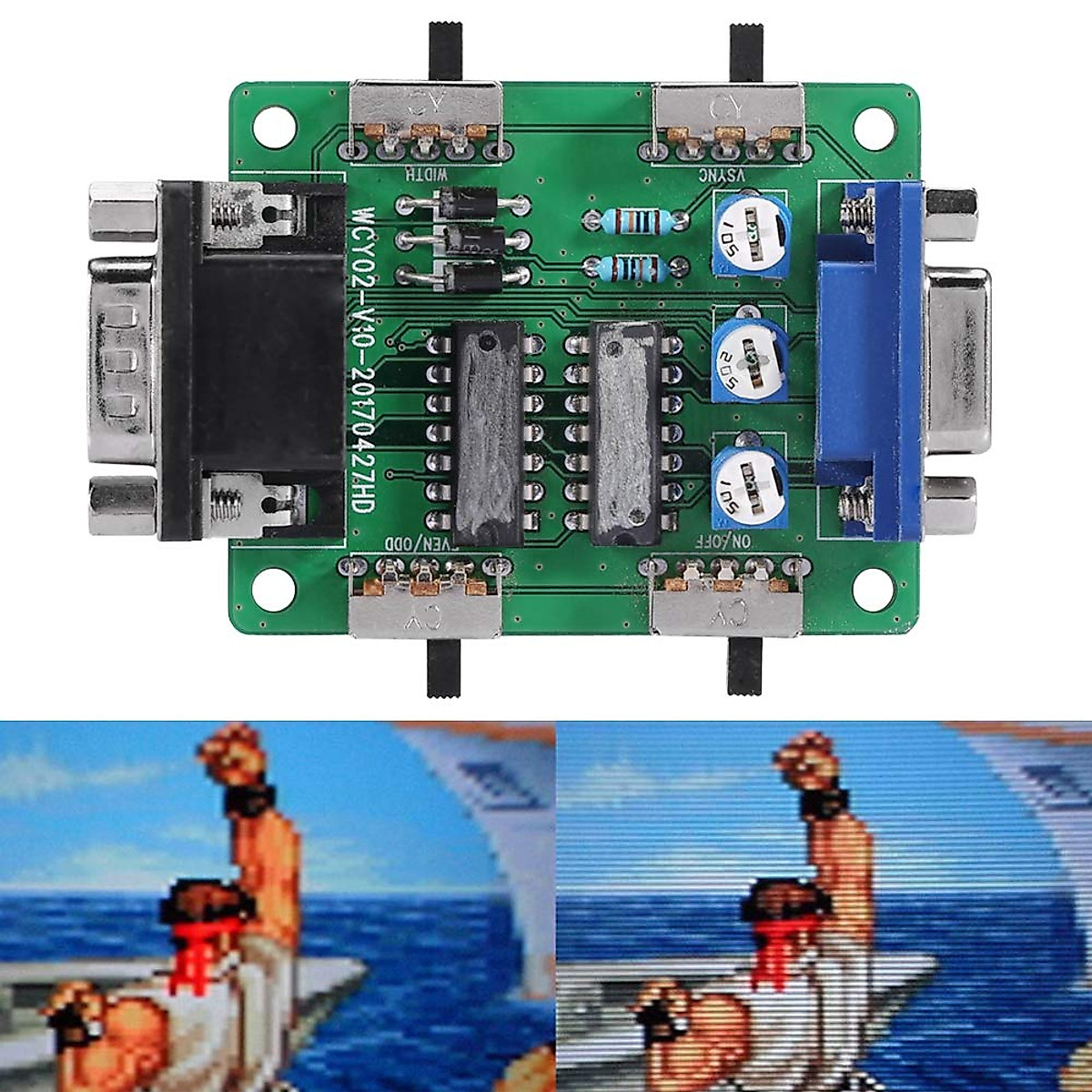 HEEPDD Screen Scan line Generator, Scan Line Generator Board for Machine Retro Games Video Converter Board VGA Output Jamma Game MonitorJoysticks
