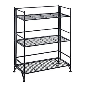 Convenience Concepts Designs2Go X-Tra Storage 3-Tier Wide Folding Metal Shelf, Black