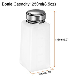HARFINGTON 3pcs Solvent Alcohol Dispensers 250ml(8.5oz) Push Down Liquid Dispenser Pump with Sealing Stainless Steel Lid for Acetone Cleanser Polish Remover, White
