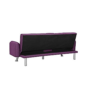 Good Sleeper Sofa Couch Convertible Twin Size Futon Sofa Bed for Small Rooms Office Gust Room, Metal Chrome Middle Legs (Fabric Purple)